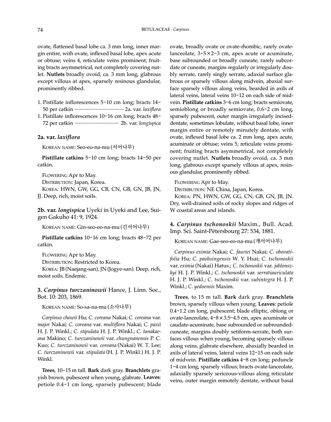 Flora of Korea, v.2b- Hamamelidae